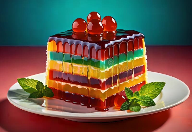 Beautiful Multi-layer Multi-colored Jelly Cake. Stock Image - Image of ...