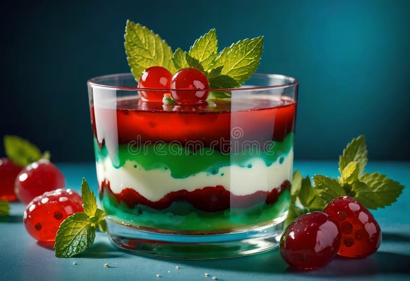 Beautiful Multi-layered Multi-colored Jelly in Glasses. Stock Photo ...