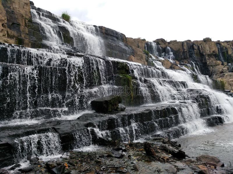 Beautiful Multi-stage Waterfall Landscape Stock Image - Image of ...