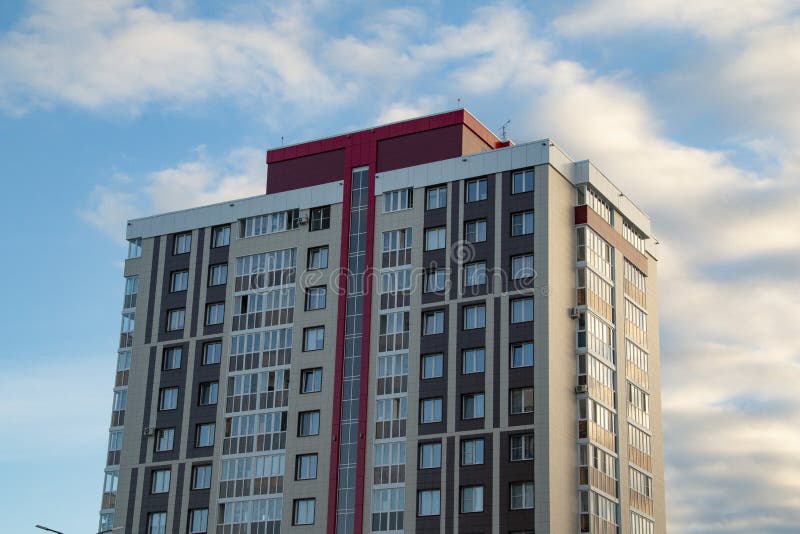 Beautiful Multi-storey Building with Clouds Background Stock Photo ...