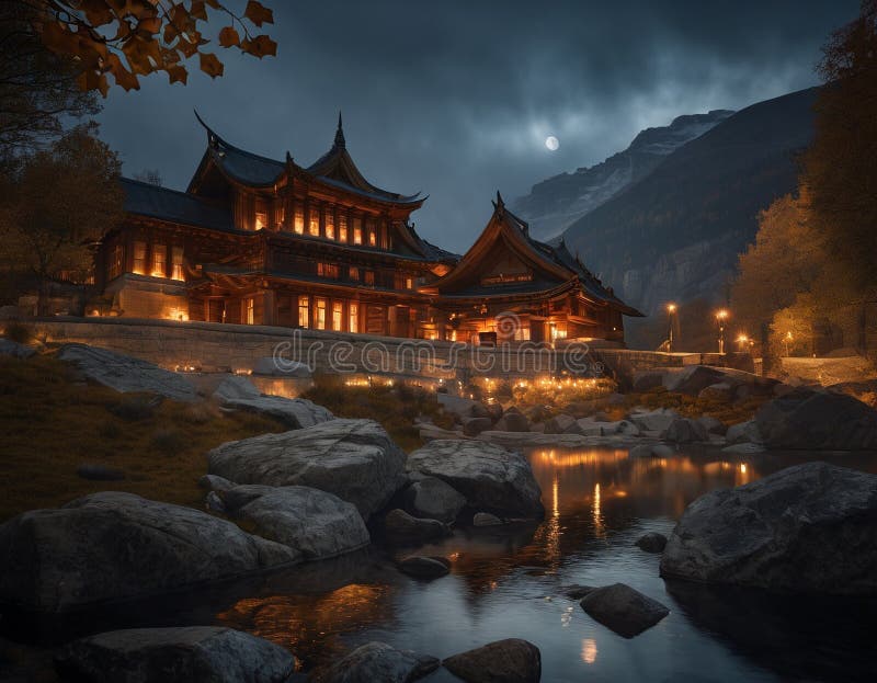Beautiful Multi-storey Hotel in the Middle of the Mountains Stock Photo ...