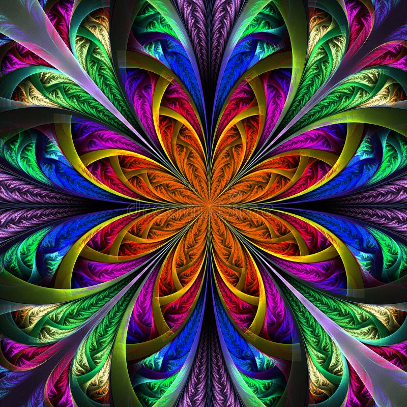 Beautiful Multicolor Fractal Flower. Computer Generated Graphics Stock ...