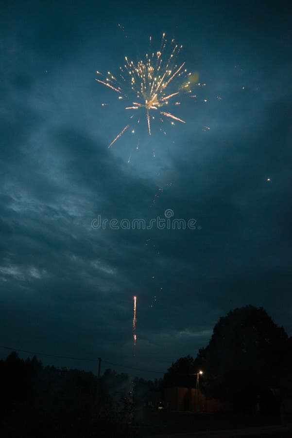 Beautiful Multicolored Fireworks in the Night Sky Stock Image - Image ...