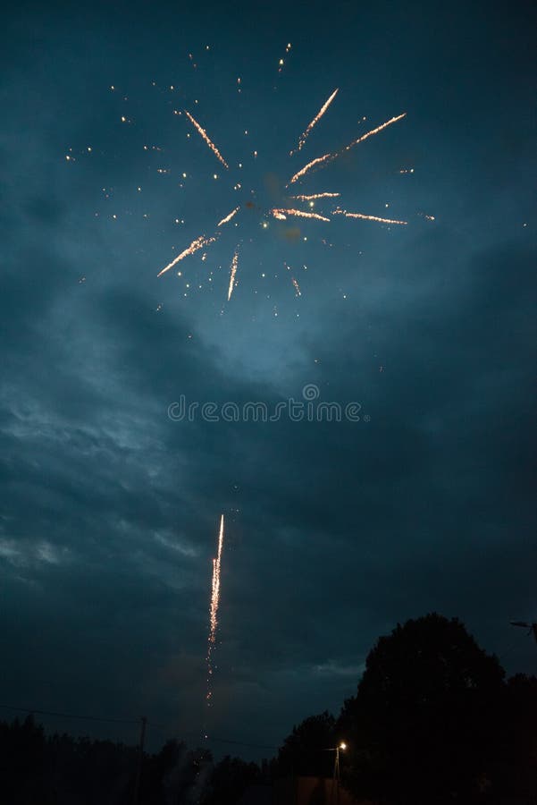 Beautiful Multicolored Fireworks in the Night Sky Stock Image - Image ...