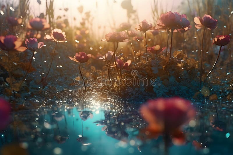 Beautiful Multicolored Flowers in the Field. Neural Network AI ...