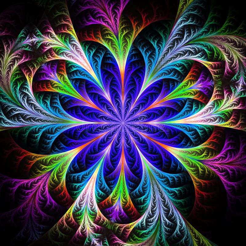 Beautiful Multicolored Fractal Flower. Collection - Frosty Pattern ...