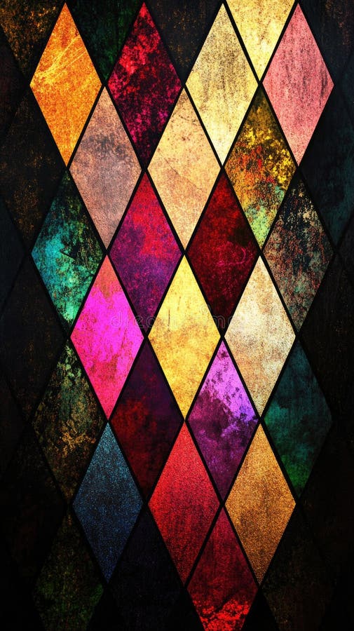 A Beautiful Multicolored Stained Glass Window Featuring a Diamond ...
