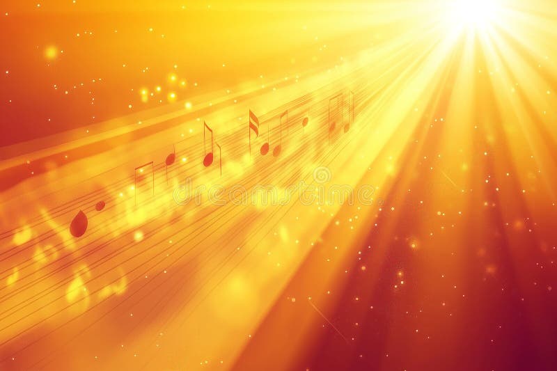 Beautiful Music Sheet with Notes and Sunlight Rays on a Golden ...