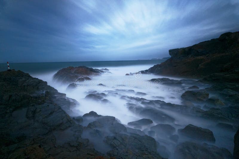 Beautiful Mystical Fog on the Ocean Stock Image - Image of dusk ...