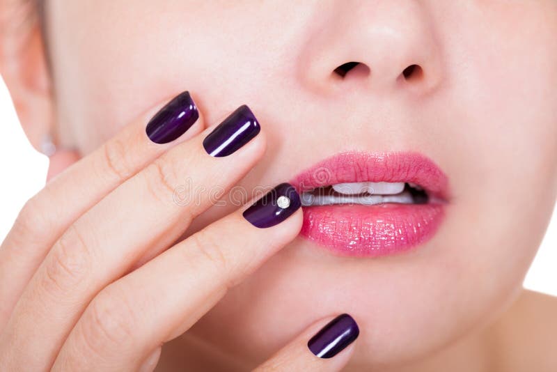 Beautiful nails and lips stock photo. Image of french - 28707276