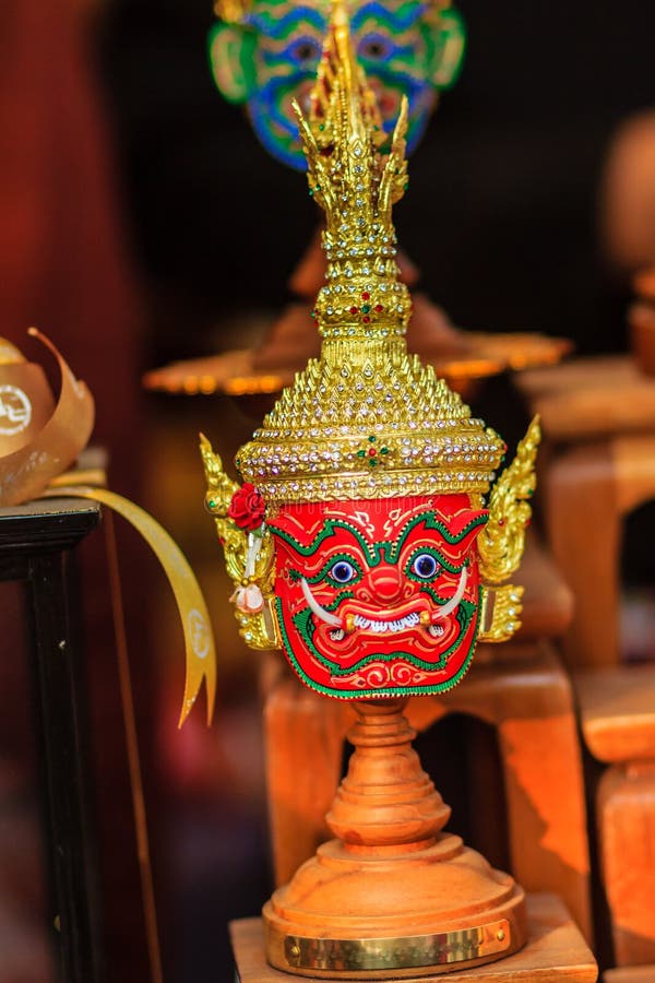 Beautiful Native Thai Giant Khon Mask Use in Royal Performance, Stock ...