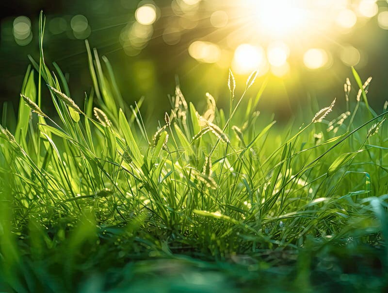 Beautiful Natural Background of Green Grass and Sun Stock Photo - Image ...