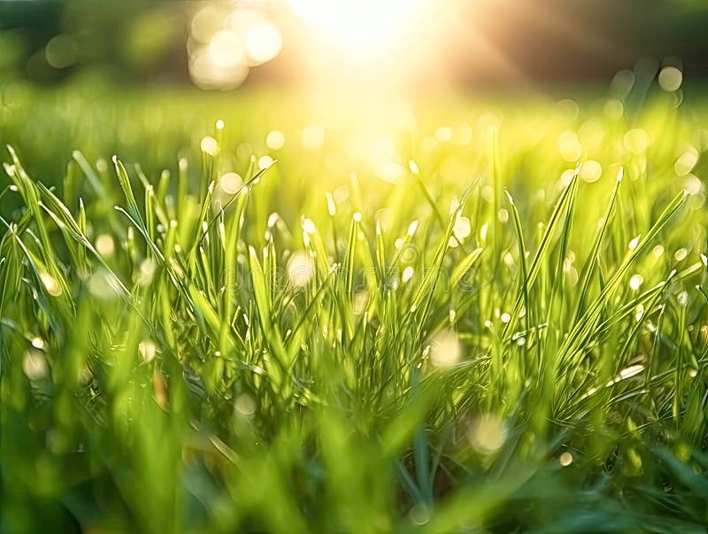 Beautiful Natural Background of Green Grass and Sun Stock Photo - Image ...