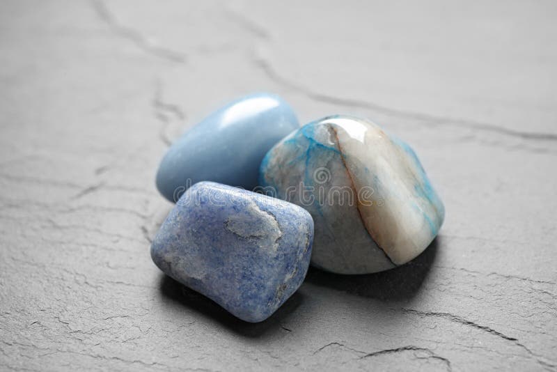 Beautiful Natural Blue Gemstones on Grey Stock Image - Image of ...