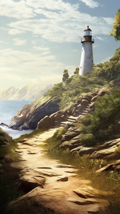 Beautiful Natural Environment at the Lighthouse Stock Illustration ...