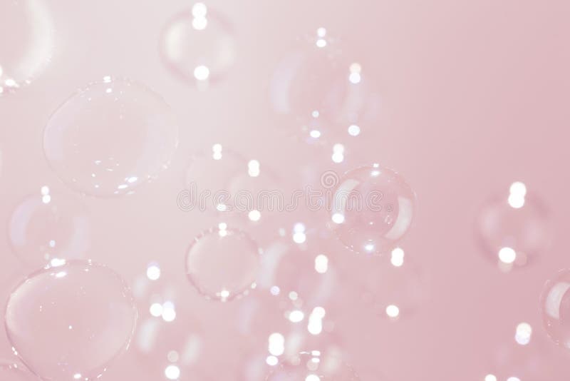 Beautiful Natural Freshness with Transparent Soap Bubbles Float on Pink ...