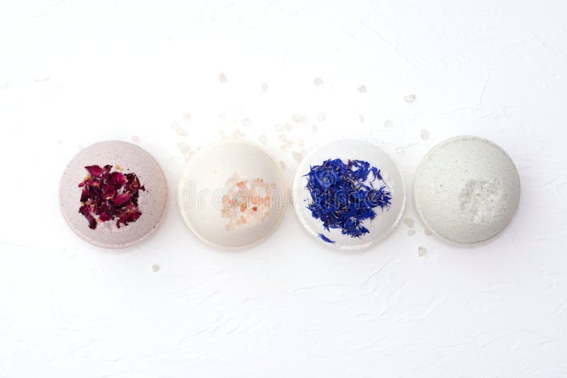 Beautiful Natural Handmade Bath Bombs on a White Background Stock Image ...
