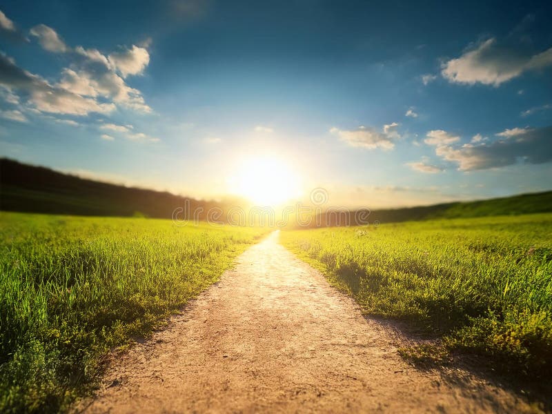 Beautiful Natural Landscape with a Straight and Clean Path, Open Sky ...