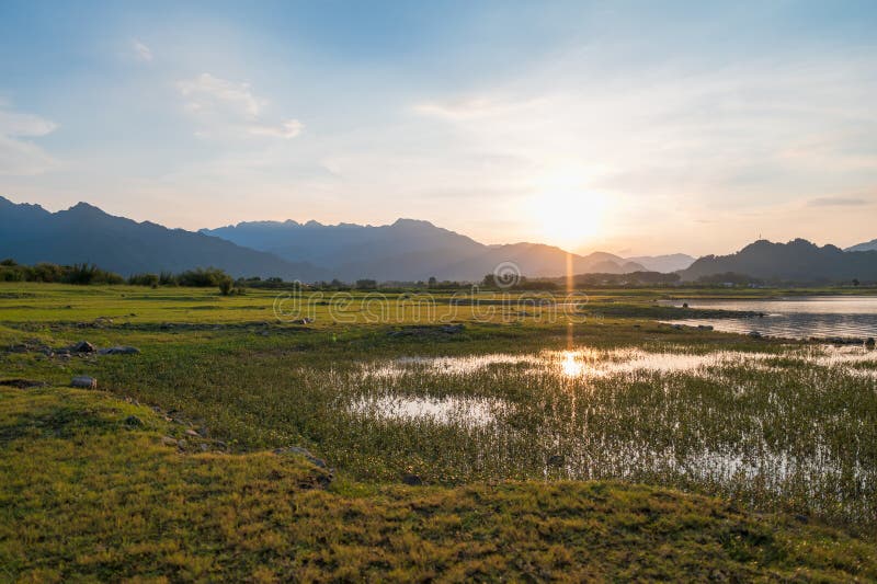 Beautiful Natural Scenery of Mountains, Lakes and Meadows Stock Image ...