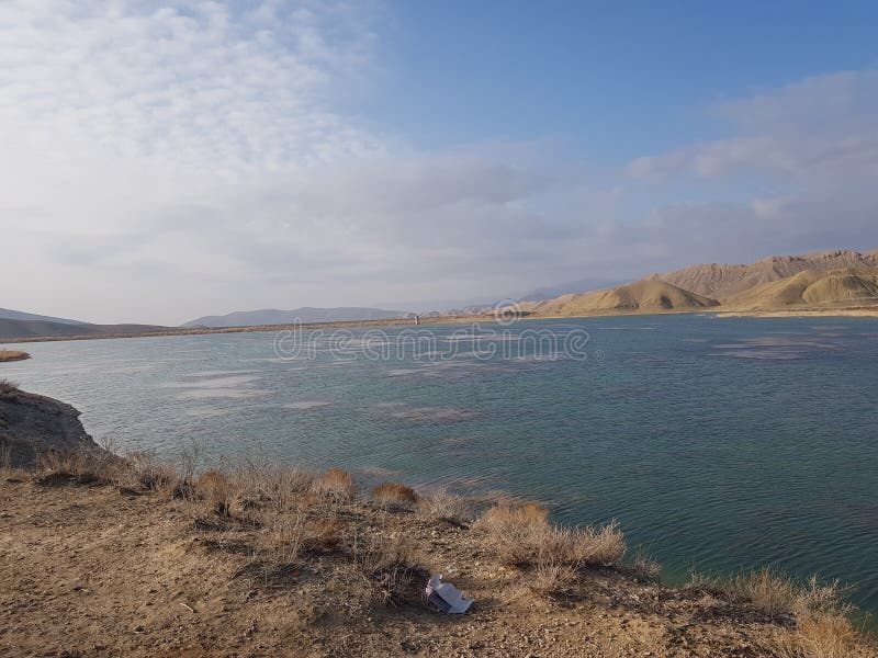 Beautiful Natural View of Blue Lake and Mountains with Blue Sky and ...
