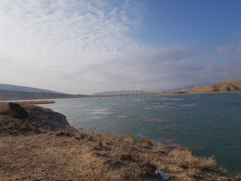 Beautiful Natural View of Blue Lake and Mountains with Blue Sky and ...