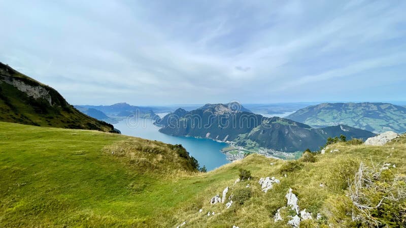 Beautiful Natural View of Hills with a Lake Stock Image - Image of ...
