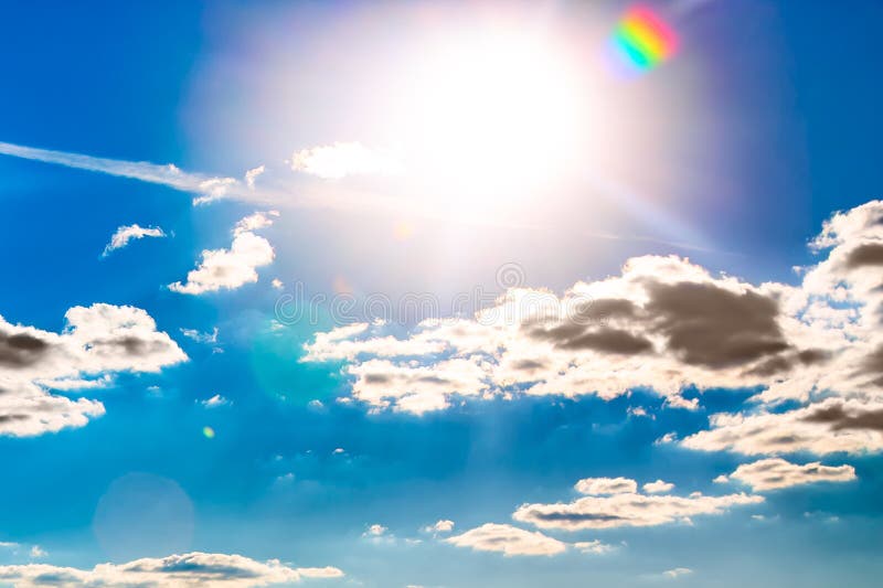 Beautiful Nature Background. Blue Sky Background with Clouds, Sun and ...