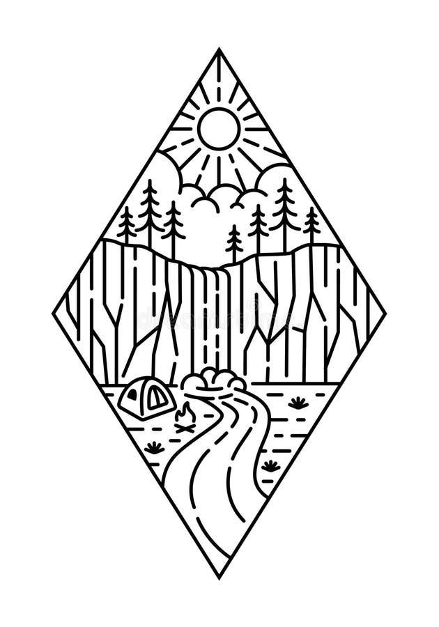 Beautiful Nature Line Art Illustration Vector Stock Vector ...