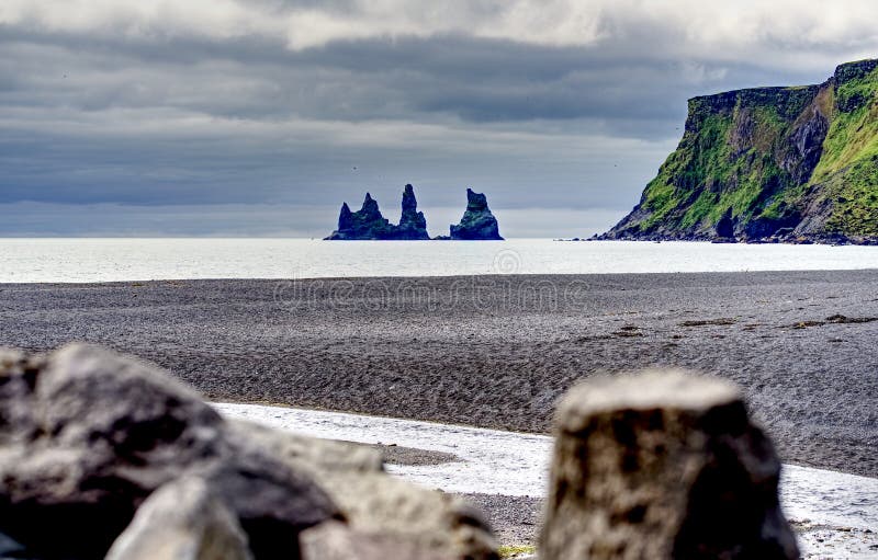Sea rocks in Iceland stock image. Image of clouds, rocks - 125586215