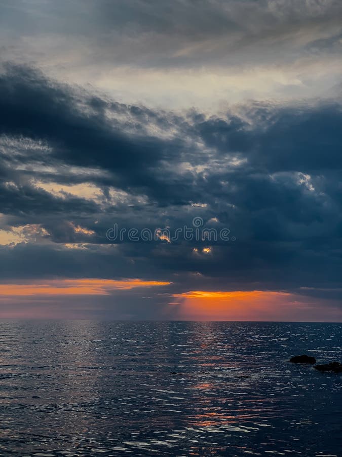 Beautiful Nature Sunset Sea Sky in the Clouds Stock Image - Image of ...