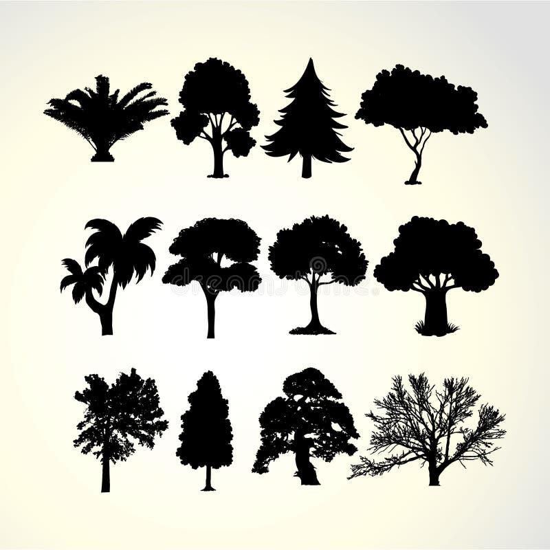 Beautiful Nature Trees Vector Silhouette. Stock Vector - Illustration ...