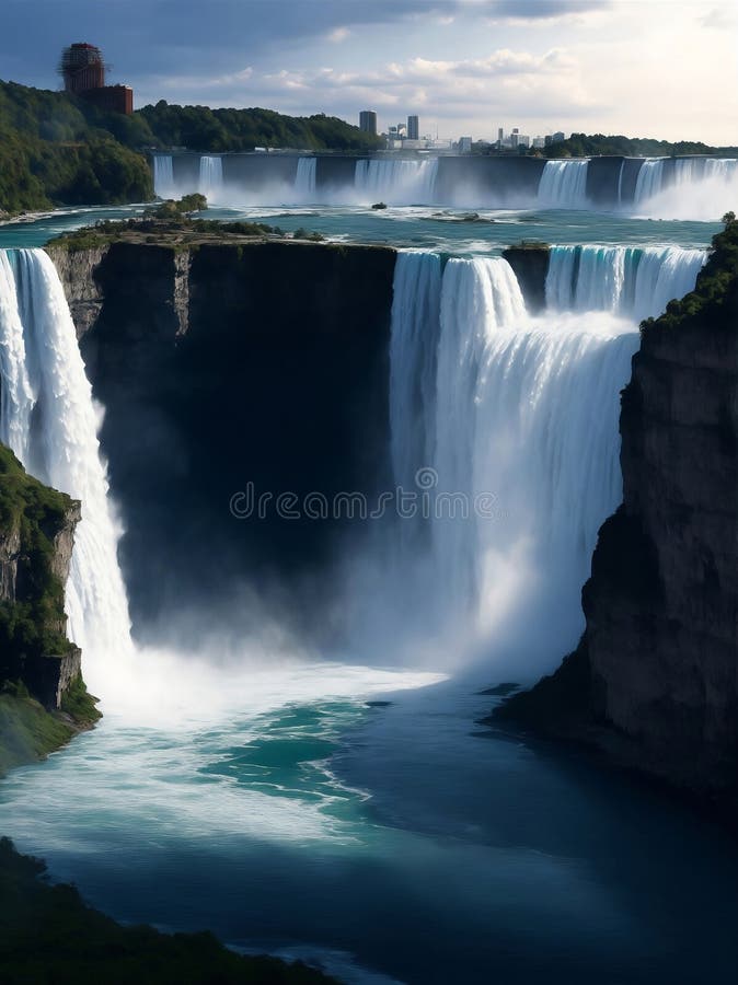 A Beautiful Nature Water Fall, Generative AI Illustration Stock ...
