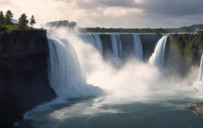 A Beautiful Nature Water Fall, Generative AI Illustration Stock ...