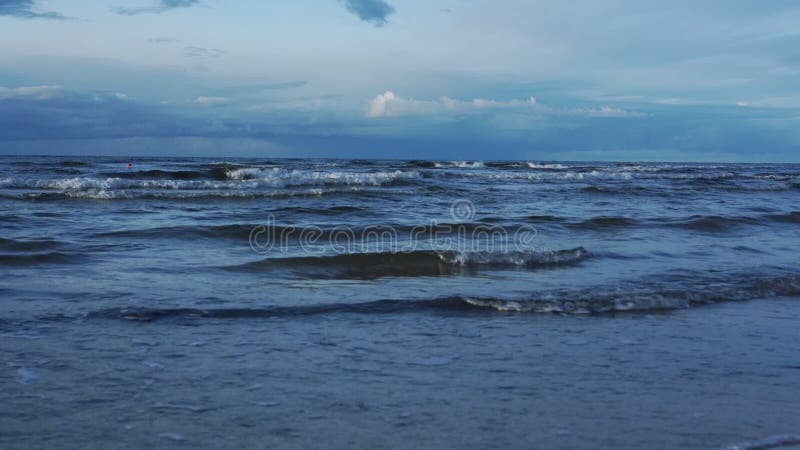 Beautiful Navy Ocean with Waves Rolling on Sand Beach Stock Footage ...