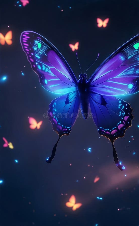 A Beautiful Neon Glow Butterfly, Generative AI Illustration Stock ...