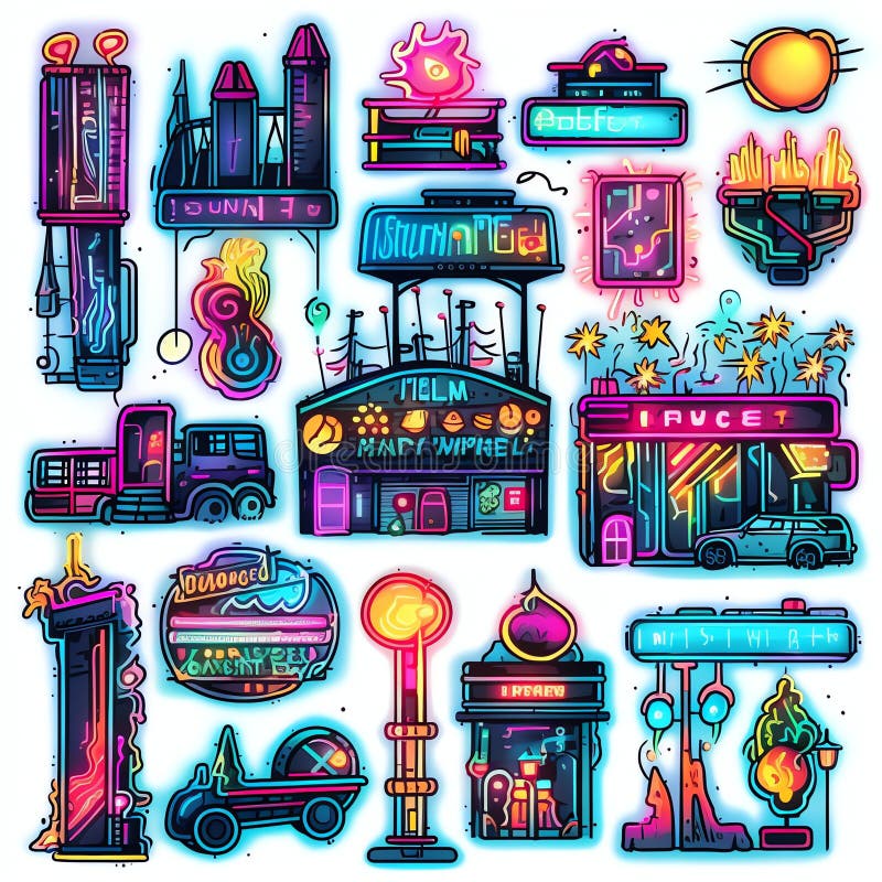 Beautiful Neon Lights Clipart Illustration Stock Illustration ...