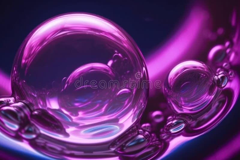 Beautiful Neon Pink Bubbles Closeup with Reflection Stock Illustration ...