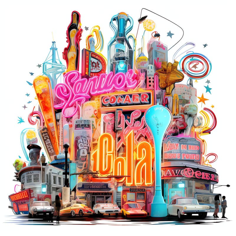 Beautiful Neon Signs Clipart Illustration Stock Illustration ...