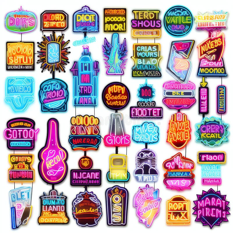 Beautiful Neon Signs Clipart Illustration Stock Illustration ...