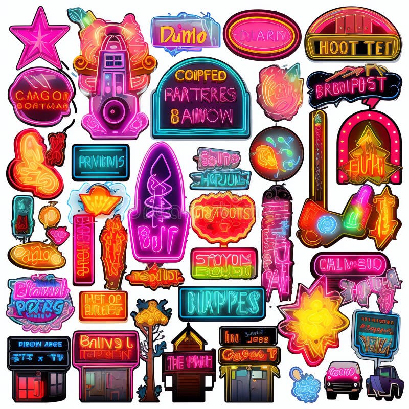 Beautiful Neon Signs Clipart Illustration Stock Illustration ...