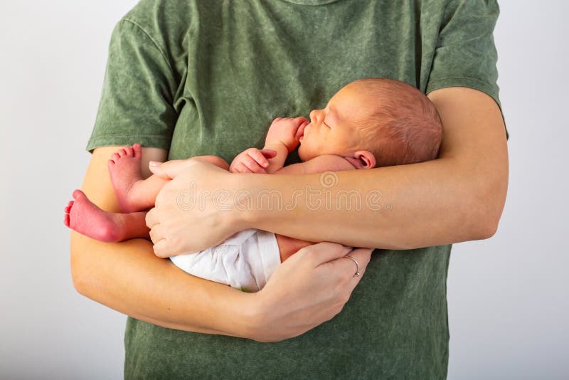 Beautiful New Born Baby Resting on Mom`s Hands Stock Photo - Image of ...