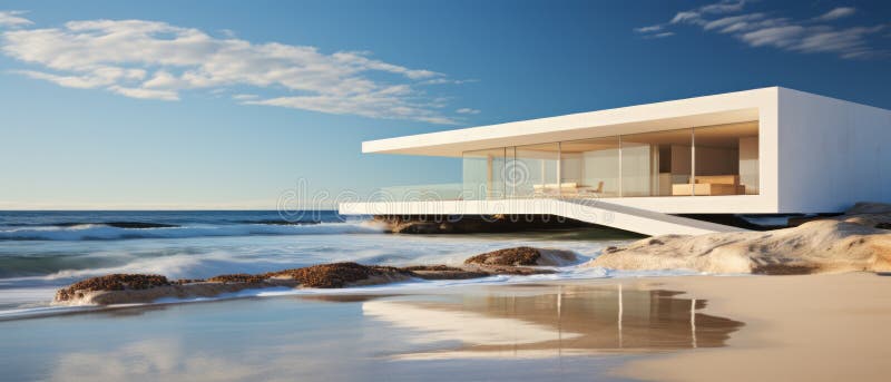 Beautiful New House Building and Pool with Ocean View by Generate AI ...