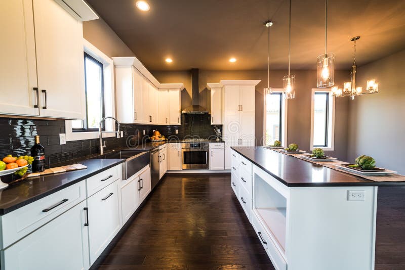 Beautiful Newly Constructed Modern Kitchen Stock Photo - Image of ...