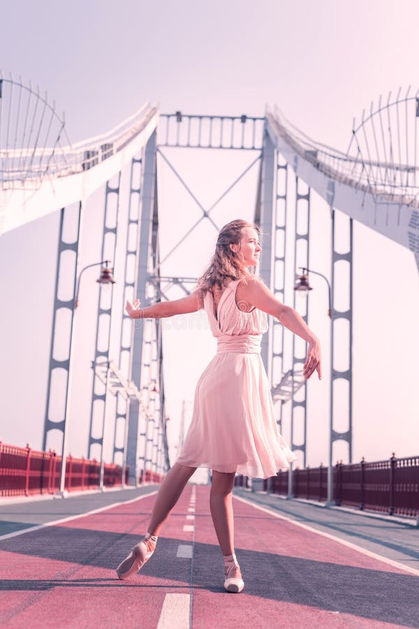 Beautiful Nice Woman Standing on the Bridge Stock Photo - Image of ...