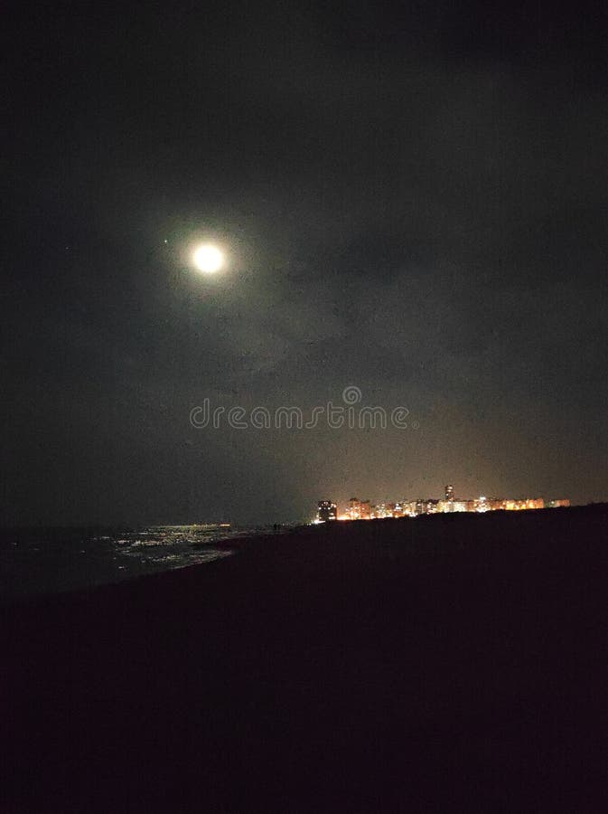 Full moon in the beach stock photo. Image of beatiful - 211921316