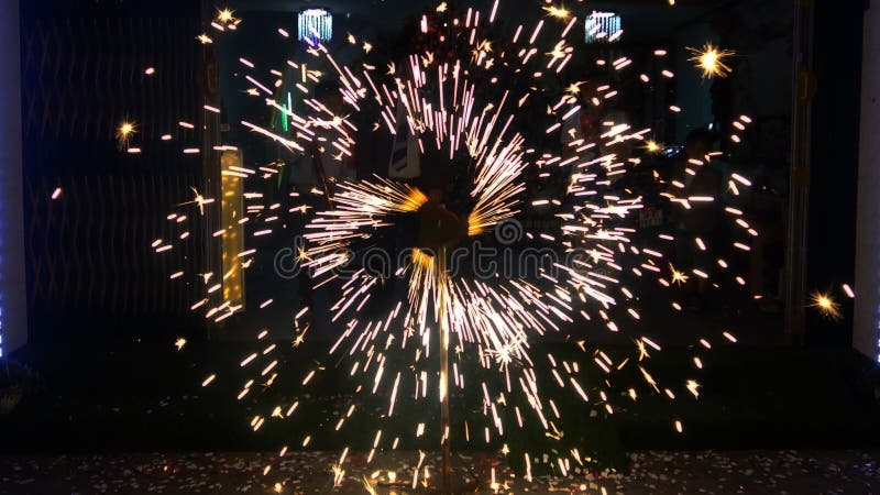 Fireworks in Beautiful Night Stock Photo - Image of electric, thrust ...