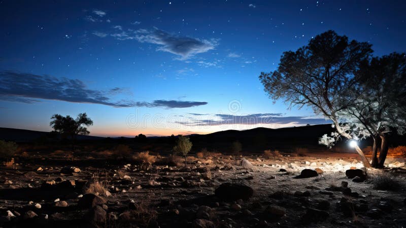 Beautiful Night in the Forest Outback Stock Illustration - Illustration ...