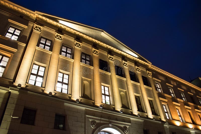 Beautiful Night Lit Building Stock Photo - Image of detail, bridge ...