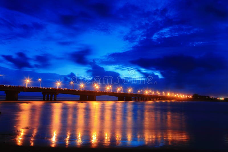 Beautiful Night Scene of a Bridge Stock Image - Image of taiwan, water ...