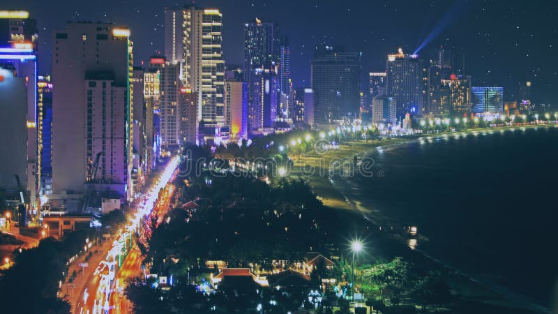 Beautiful Night Scene of Coast with Buildings Stock Photo - Image of ...